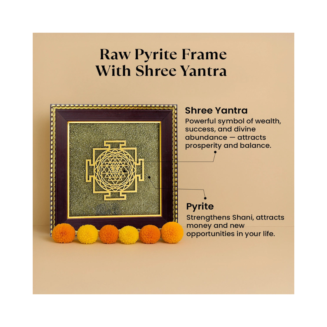 Divine Sansar Pyrite Stone Frame with Shree Yantra – Divinesansar